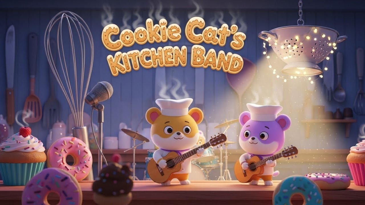 Cookie Cat’s Kitchen Band 🍪🐱🥁 | Music Song for Kids | Learn Sounds and ...
