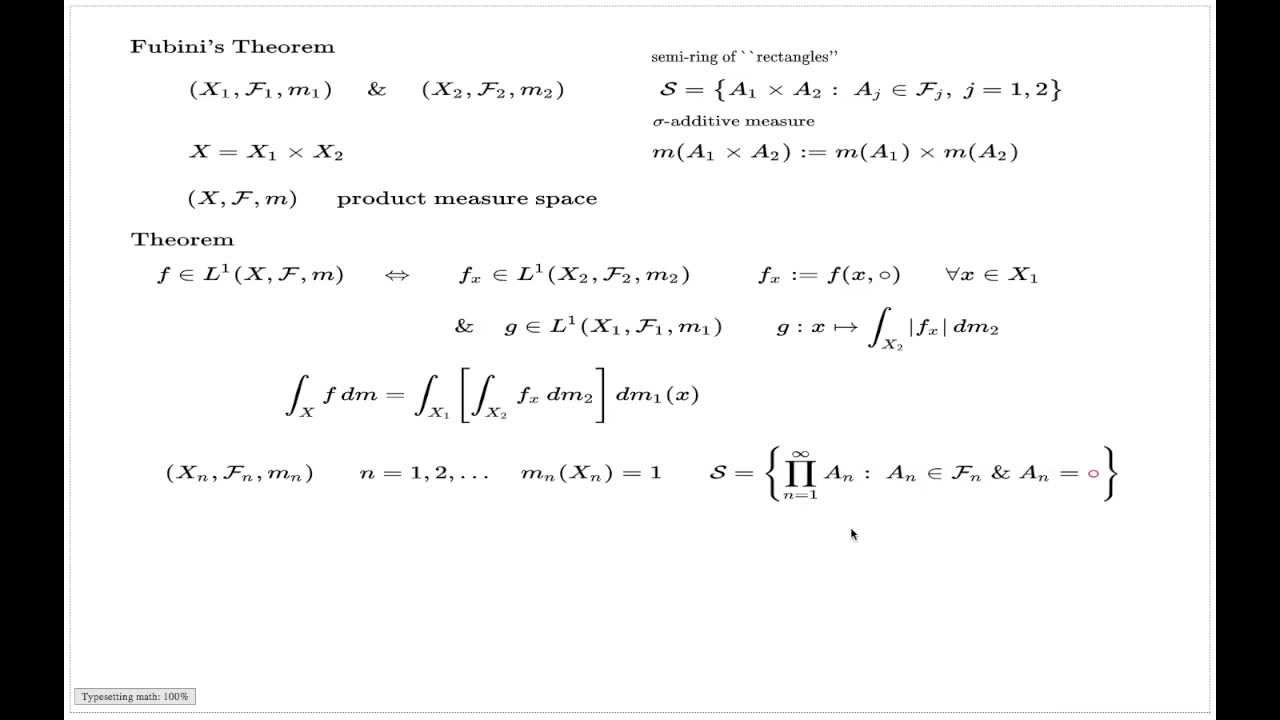 Product measure space and Fubini's Theorem - YouTube