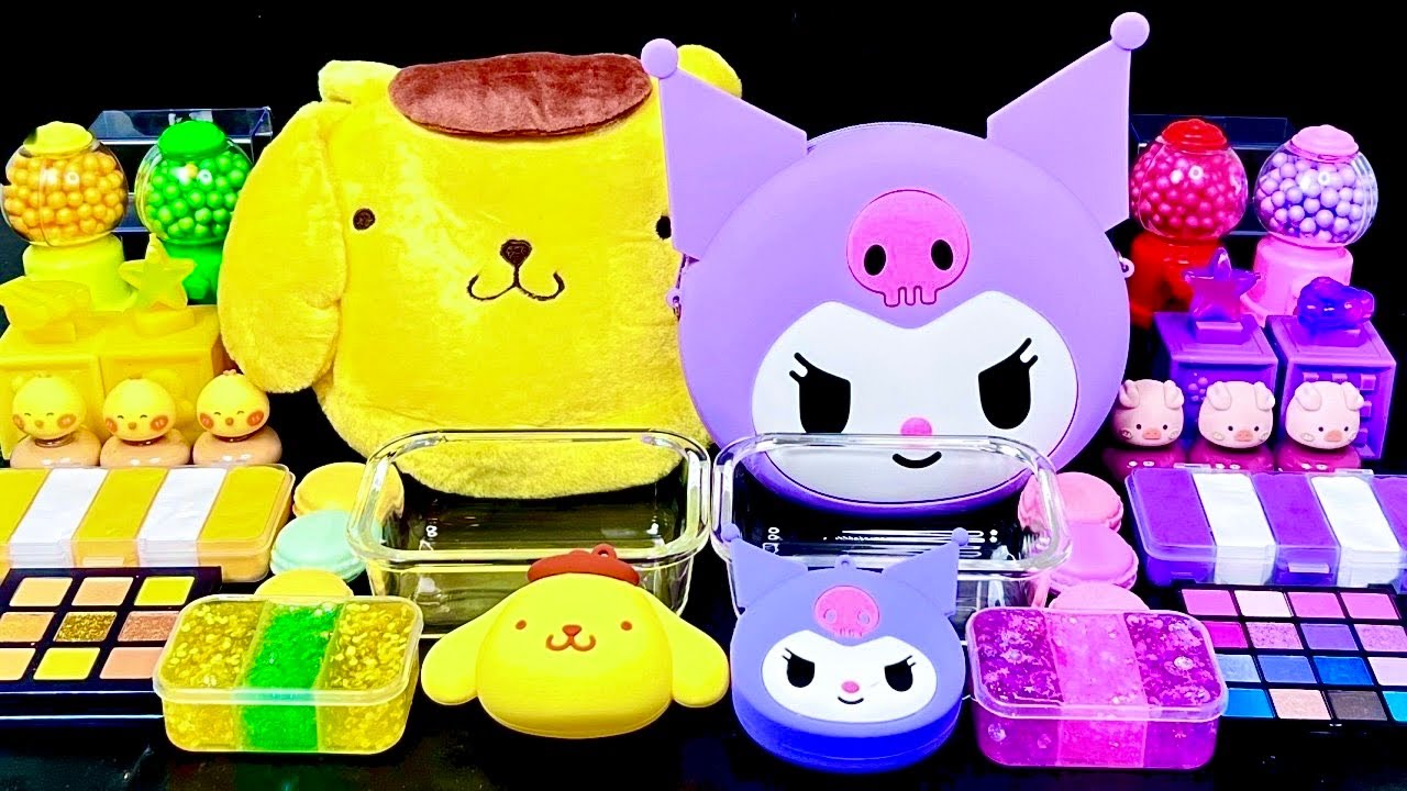 [ASMR] Mixing "PomPomPurin vs Kuromi" MakeUp Eyeshadow,Glitter Into ...
