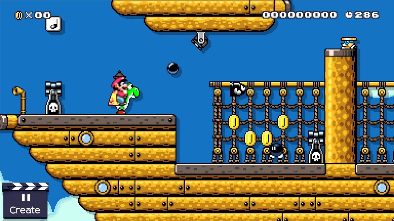 Super Mario Maker - Mario World Airship Music with Yoshi - YouTube
