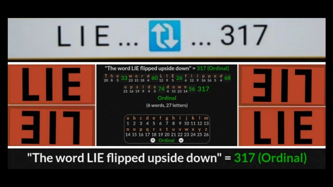 "The word 👉 LIE ... flipped upsidedown" = 👉 317 - YouTube