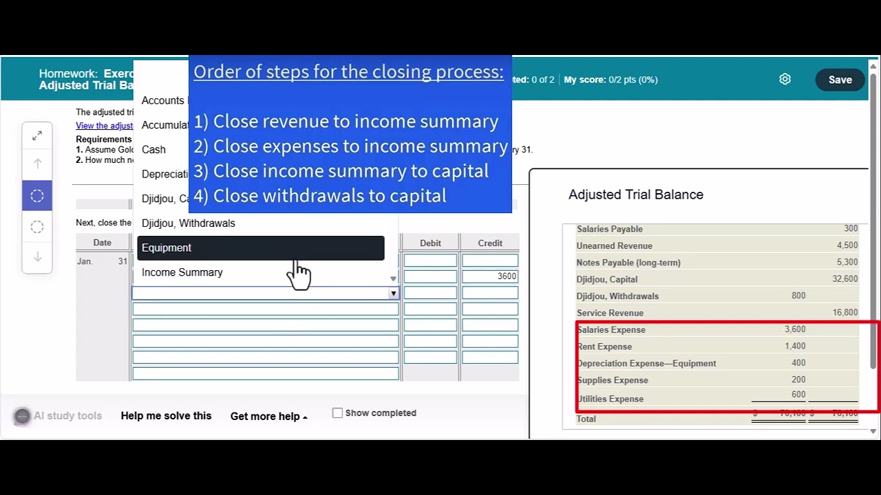 Exercise 4-19 - Journalize Closing Entries From Adjusted Trial Balance (worksheet), 14th Edition ...