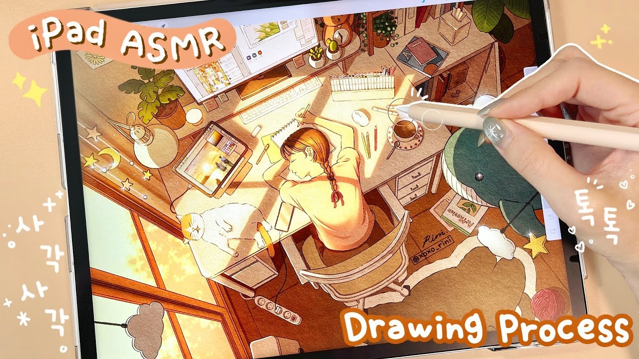 Asmr 아이패드 그림 그리기🧡 사각사각 프로크리에이트 드로잉 일러스트 그림 그리는 과정 Youtube