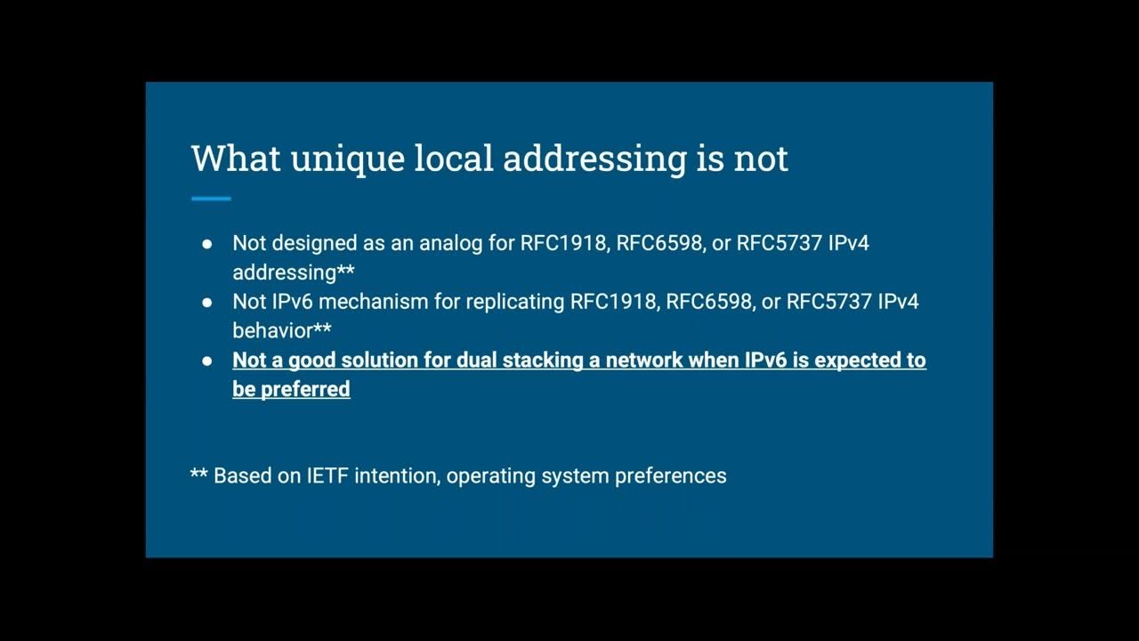 Unique Local Addressing (ULA) in IPv6 Enterprise Networks - YouTube