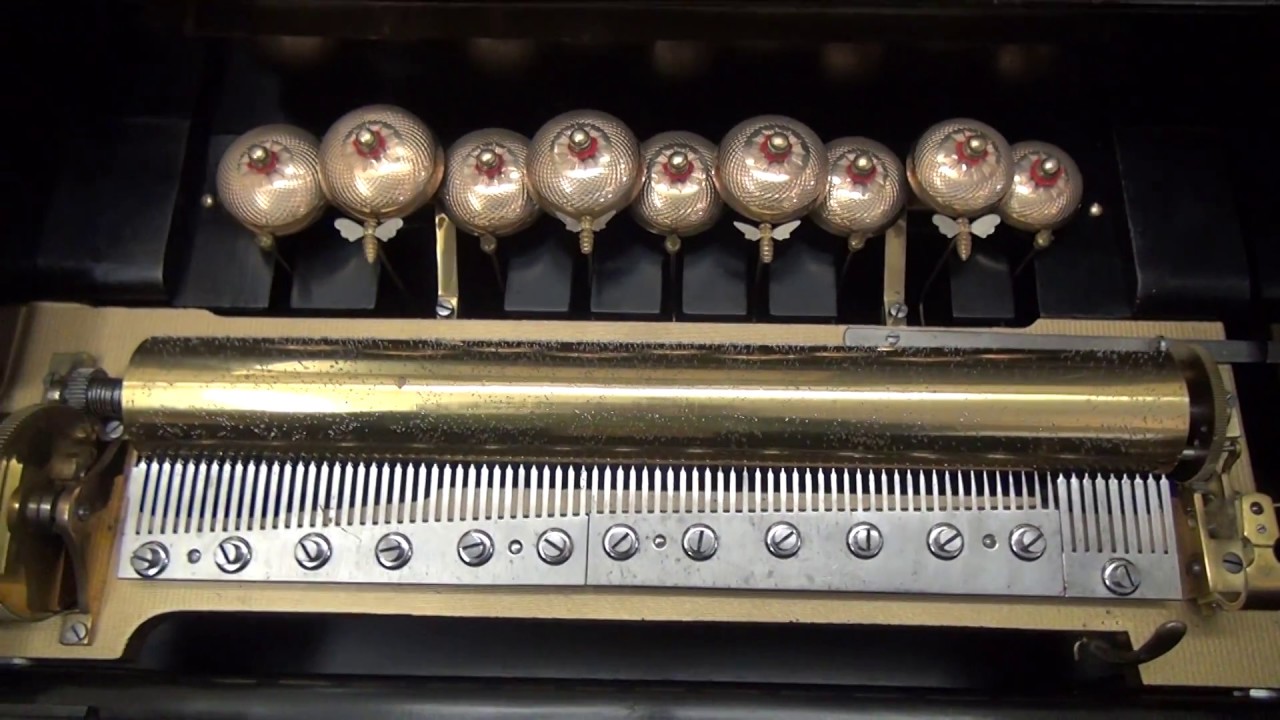 Antique Music Box: 9 Engraved bells - YouTube