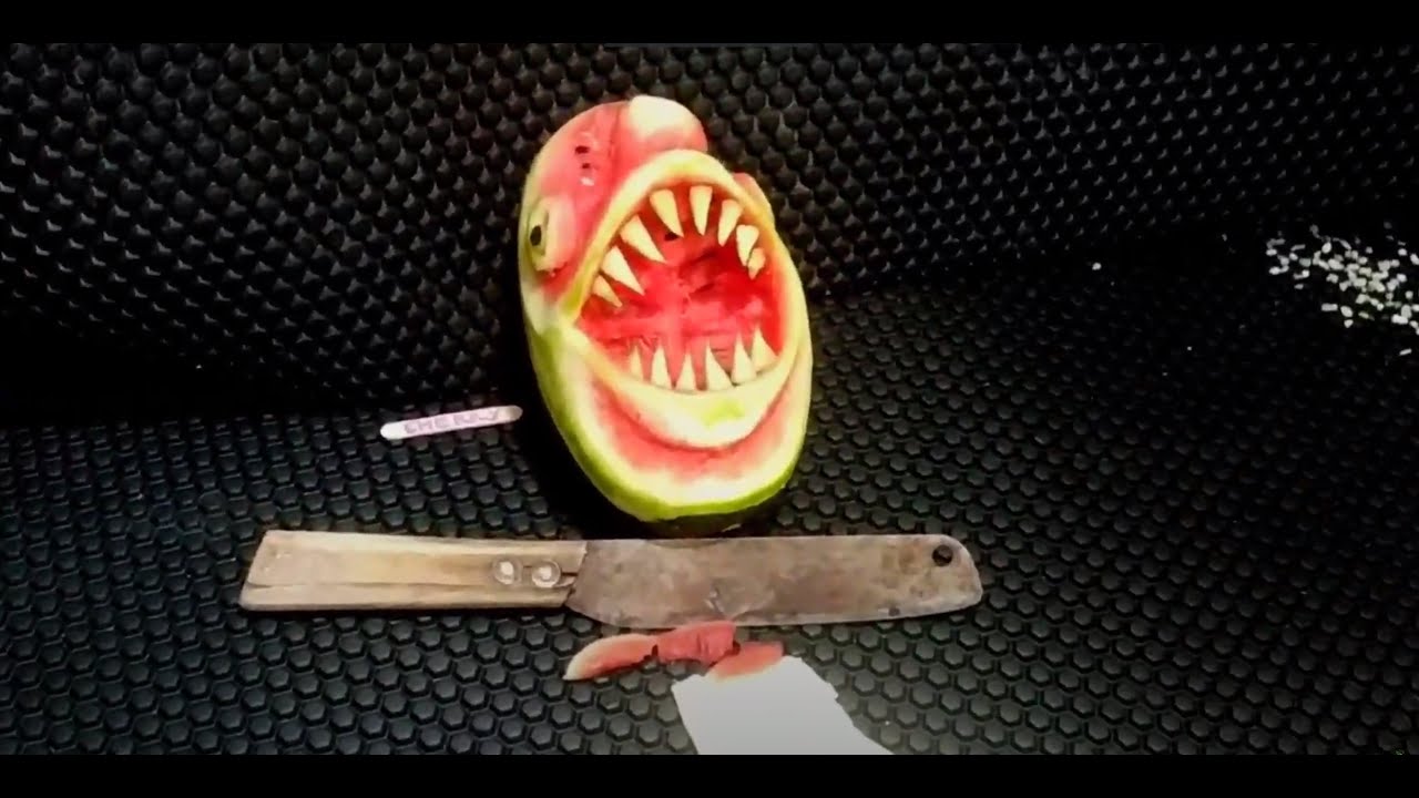 DIY Easy Watermelon Carving to make at Home | Carving Monster face from ...