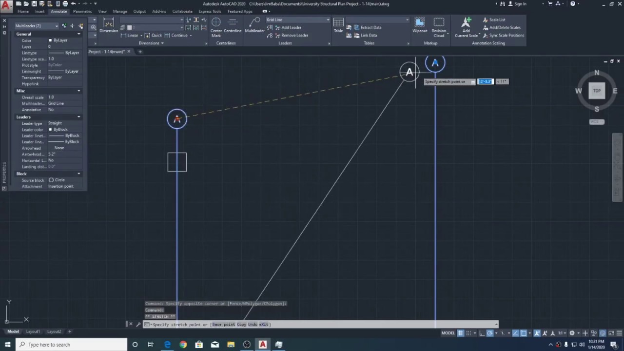 Autocad Grid Column Plan University Of Asia Pacific HW - YouTube