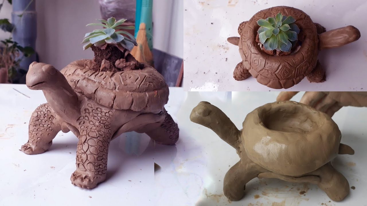AMAZING DIY Tortoise Shaped Pot, Clay Making Timelapse - YouTube