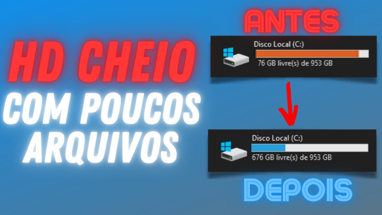 HD CHEIO com POUCOS ARQUIVOS - Como LIBERAR ESPAÇO no HD? - YouTube