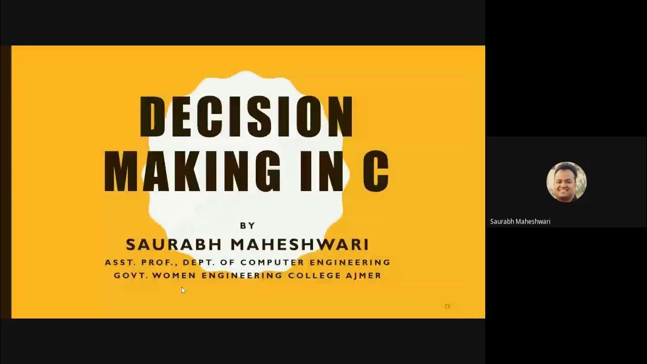Video lecture 12: Decision making in C part 2 - YouTube