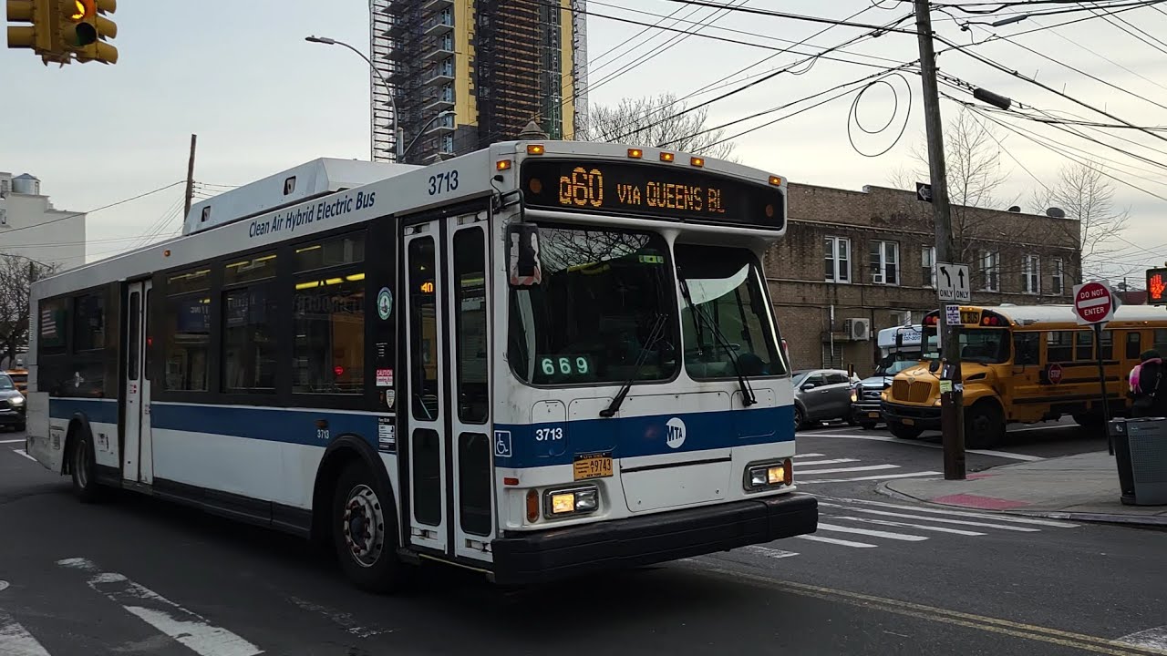 MTA Bus: 2007 Orion VII Old Gen Hybrid 3713 On The Q60 @ Jamaica - YouTube