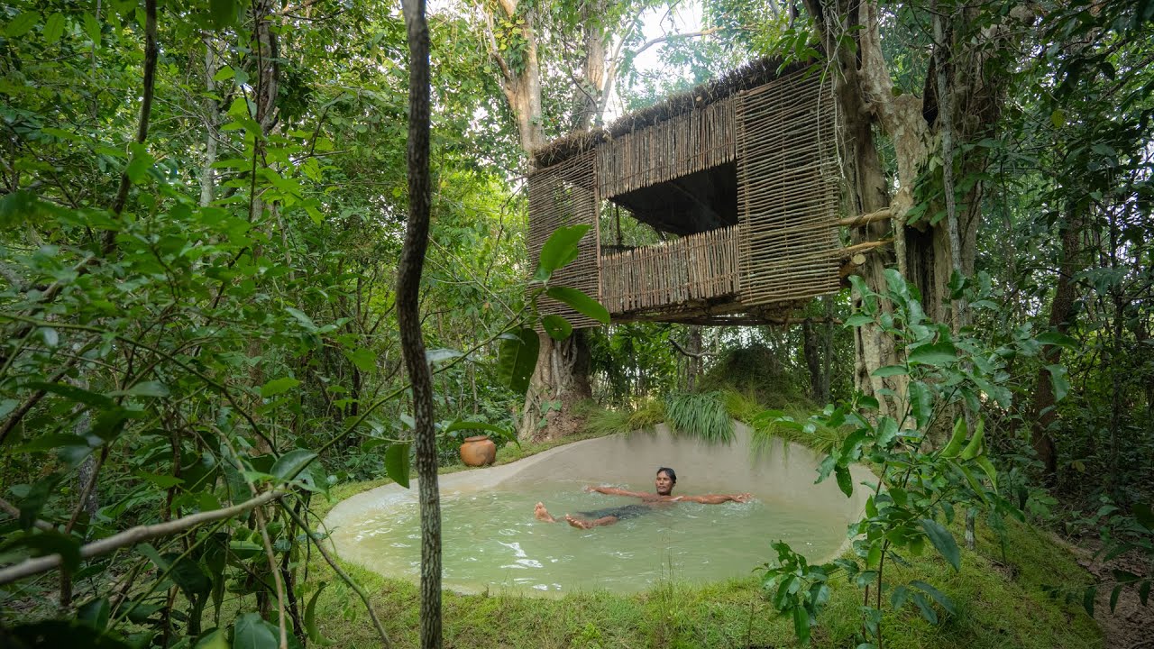 Building a Swimming Pool for My Little Tree House by Ancient Skills ...