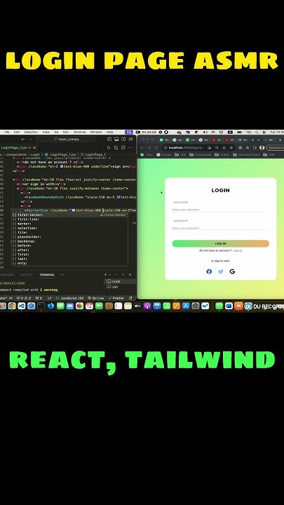 Lime Code - Login Page ASMR #react #asmr #tailwindcss - YouTube