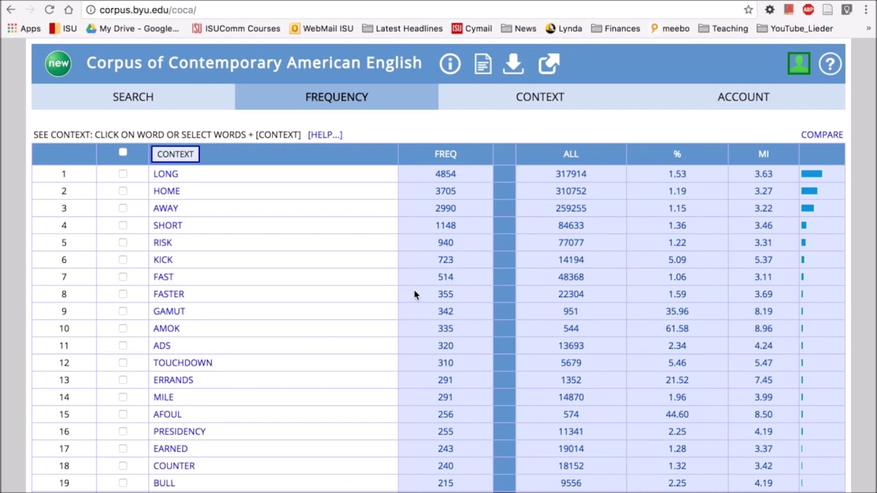 Module 3: Using COCA: The Collocates function (part 1) - YouTube
