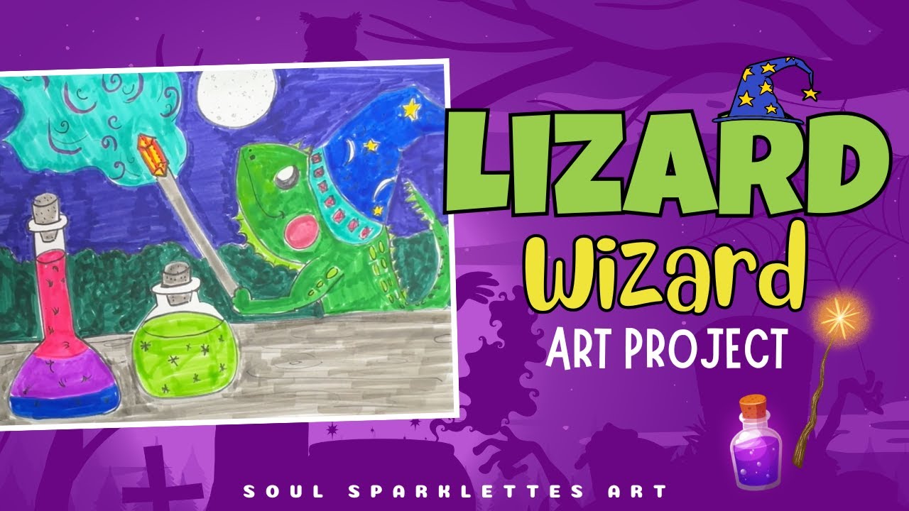 Lizard Wizard Art Project for Kids | Magical Marker Drawing Lesson ...