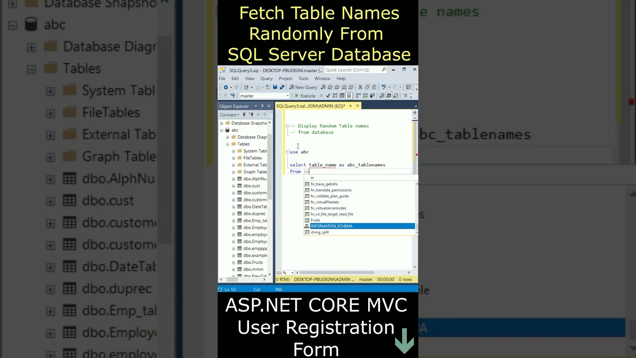 Display Random Table Names From Database Sql Server YouTube Display Random Table Names From Database Sql Server YouTube