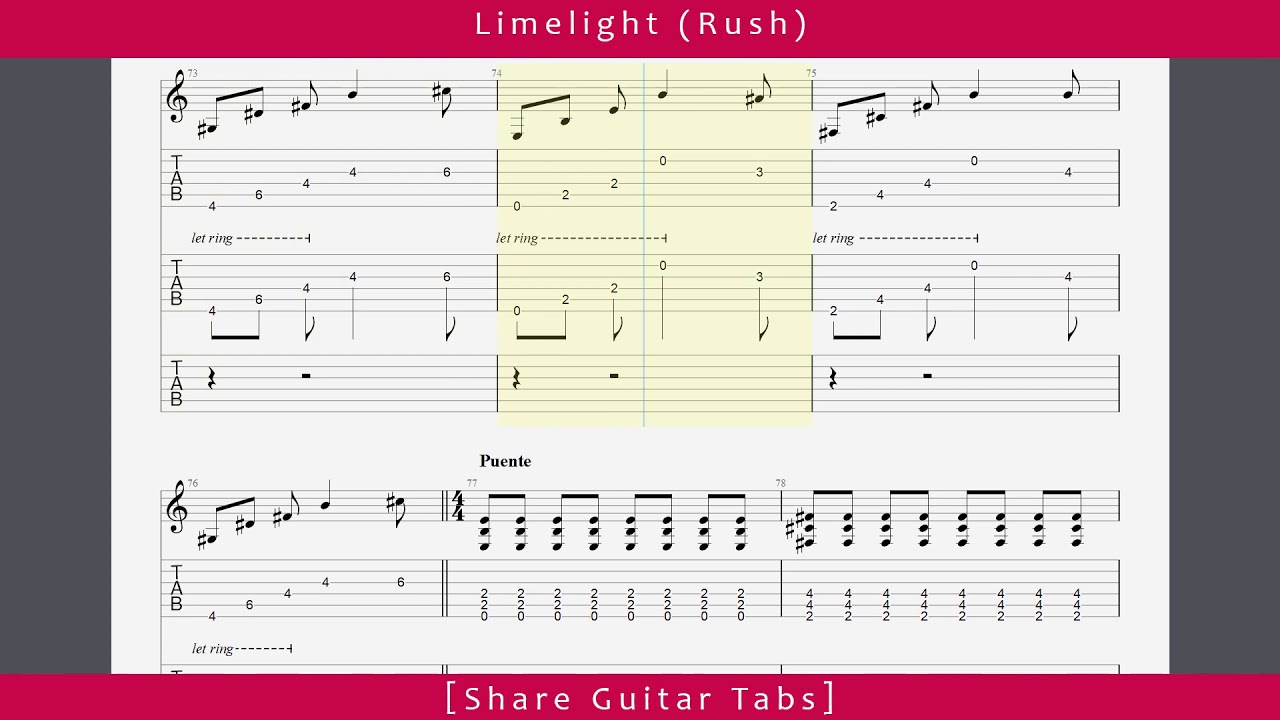[Share Guitar Tabs] Limelight (Rush) HD 1080p - YouTube