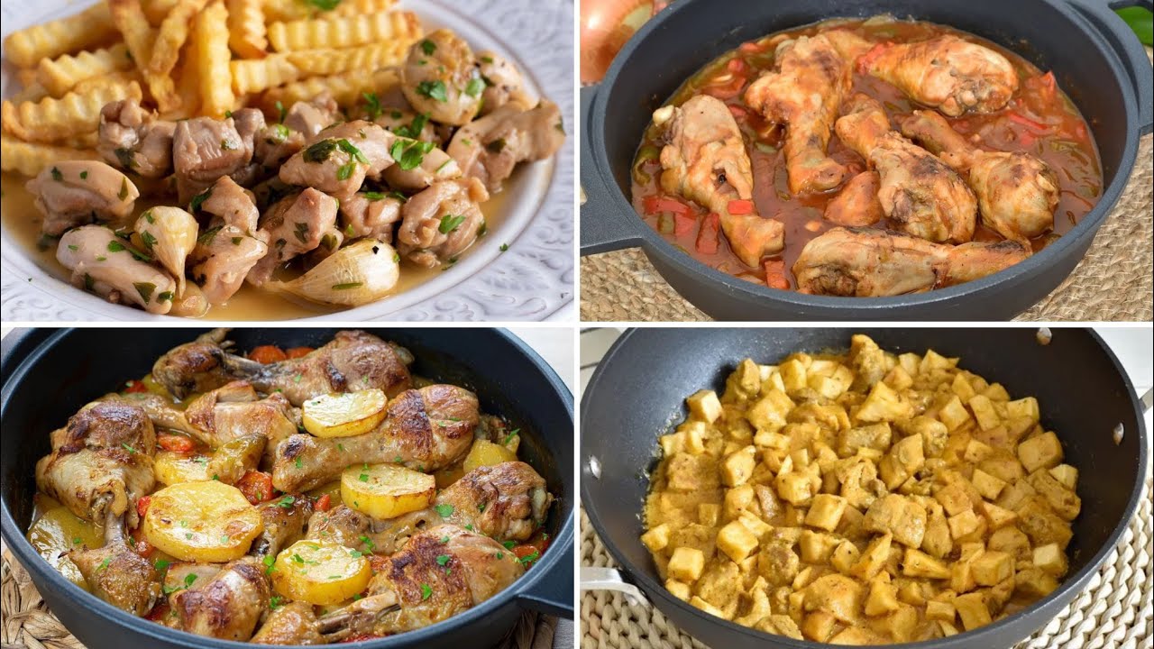 4 Recetas de Pollo en Salsa FÁCILES y DELICIOSAS 🍗🔥 - YouTube