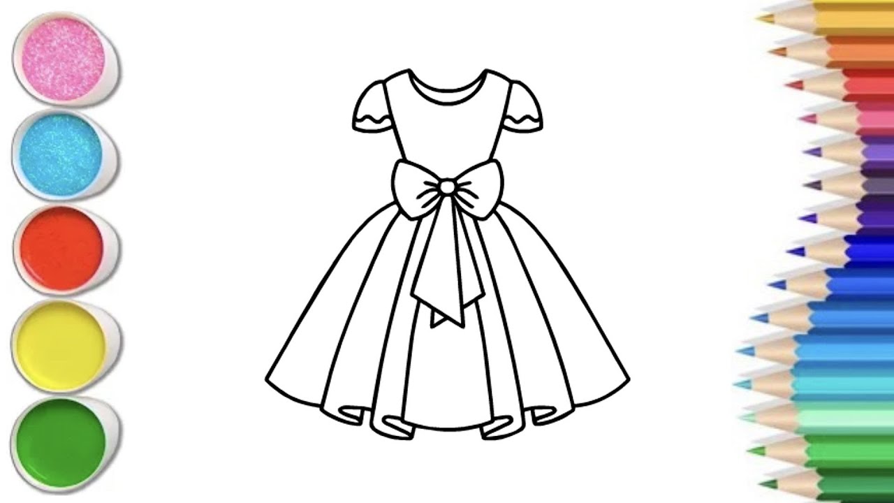 Cách vẽ váy - tô màu váy công chúa - How to draw a dress - draw and ...