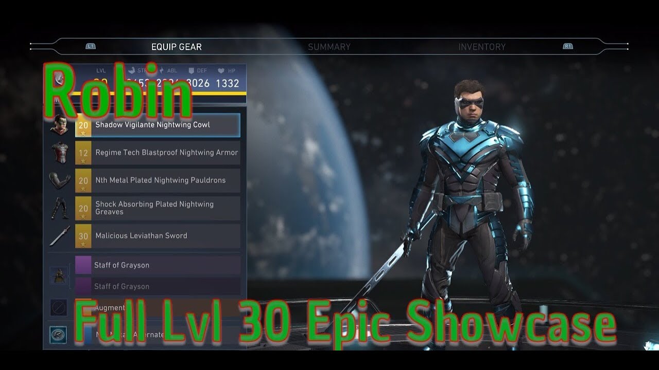 Injustice 2 Level 30 Robin NEW Epic Gear, Shader & Ability Showcase ...