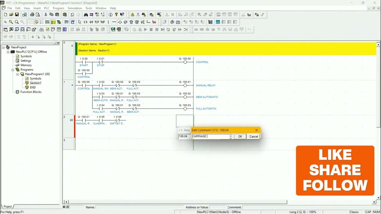 OMRAN PLC CX- PROGRAMMER[ TWO STATION BLOW MOULDING MACHINE PART-1 ...