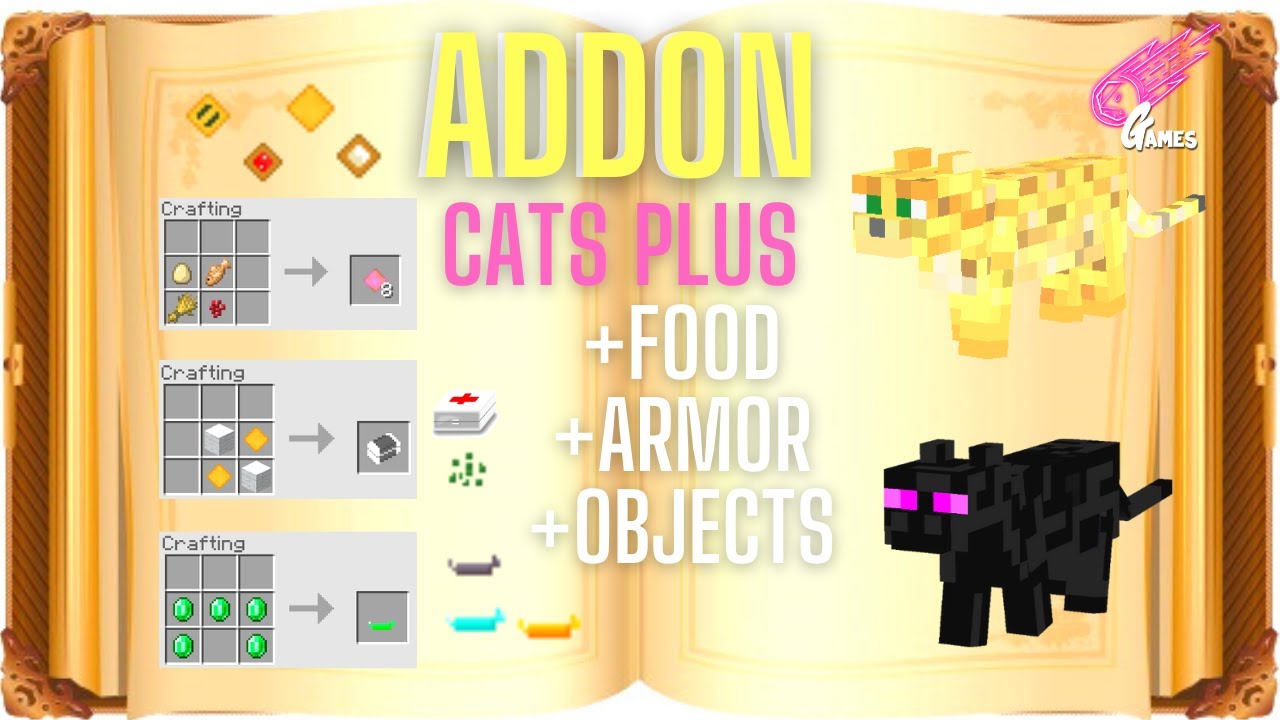🐱 ADDON CATS + PLUS 🐱 para MINECRAFT BEDROCK / PE ( Actualizado + CATS + ARMOR + FOOD - YouTube