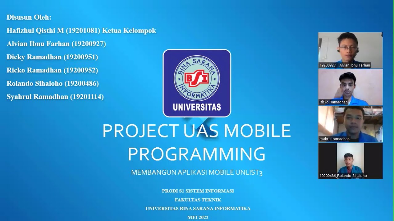 Project UAS Mobile Programming | Membangun Apl Android mobile unlist3 | UBSI Semester 4 | Sistem ...