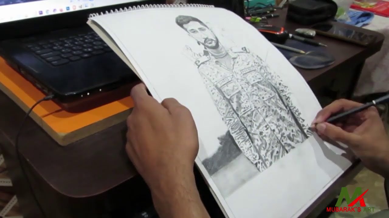 Navy Officer drawing time lapse | Mubarak's Art 033 - YouTube
