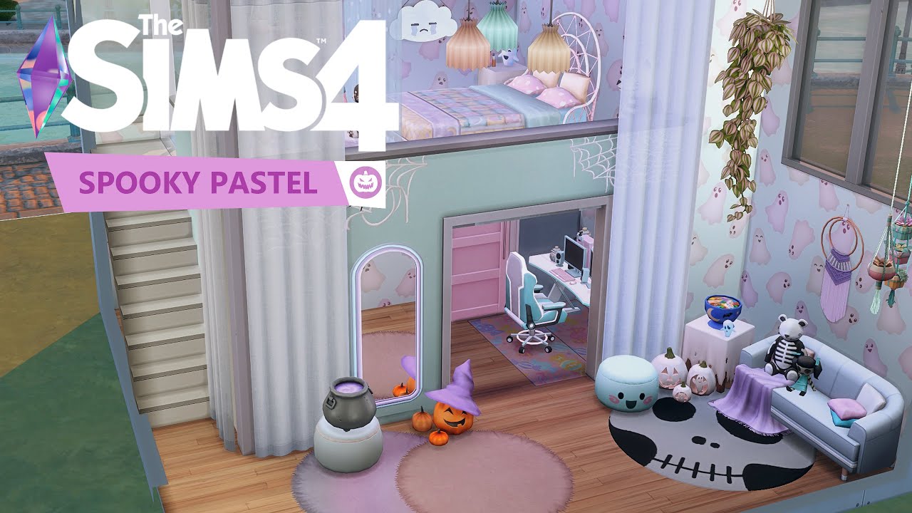Pastel Cute Spooky Room │ Spooky Stuff Pack │ Sims 4 │ No CC │ Building ...