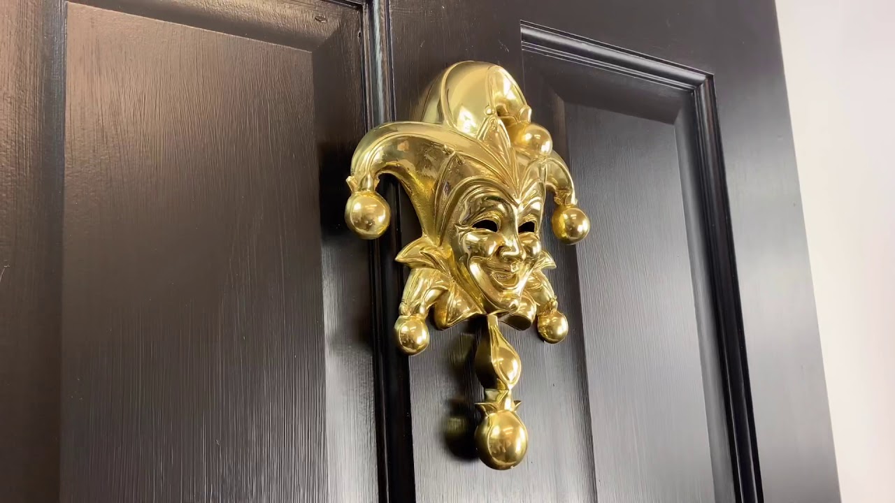 Polished Brass Jester Door Knocker (DK132/PBL) - YouTube