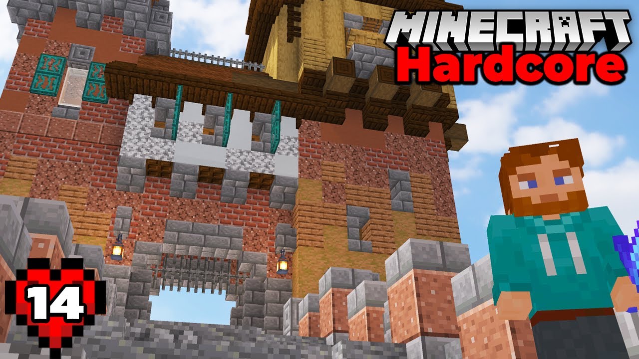Minecraft Hardcore Let's Play : Building a CASTLE Gatehouse! - YouTube