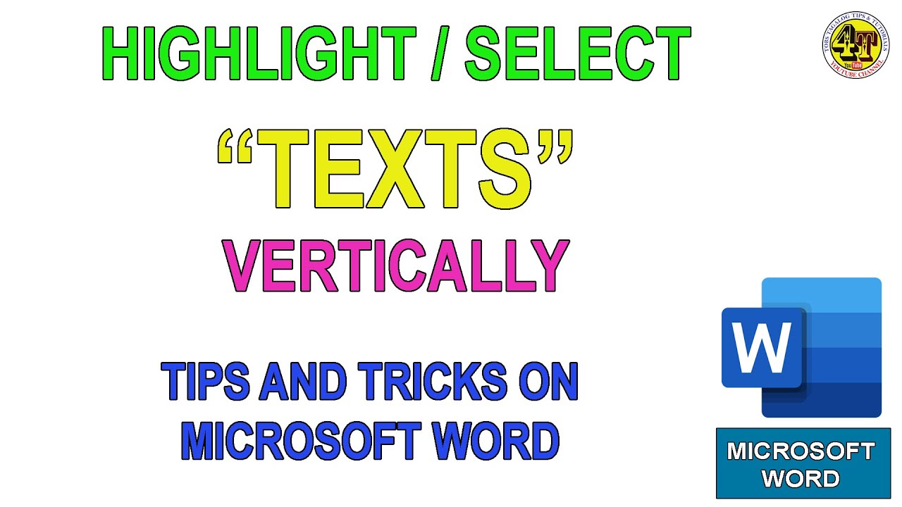 HIGHLIGHT TEXTS VERTICALLY | TIPS AND TRICKS | MICROSOFT WORD - YouTube