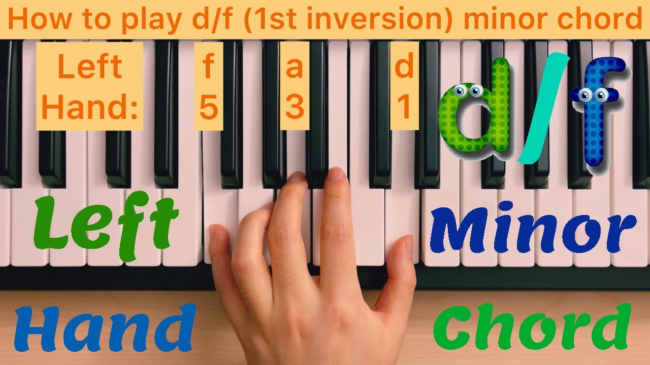 Piano Lesson 150: How to play d/f (1st inversion) minor chord with the ...