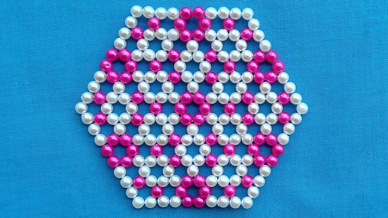 Beaded Rangoli Design | DIY Beaded Table Mat | How to Make Beads ...