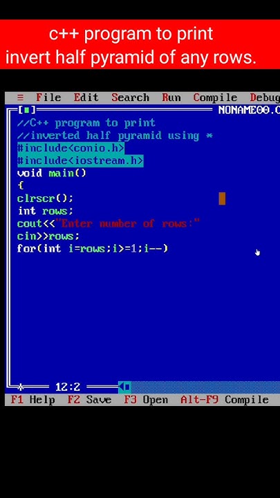 C Program To Print Invert Half Pyramid Triangle Csmarathicoaching Youtube