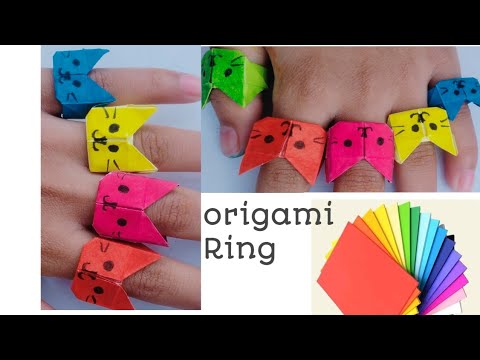 How to make paper Ring / paper Ring💍 Kesy bnaen / DIY,/ origami craft ...