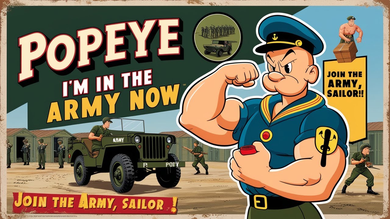 Popeye The Sailor - I'm in the army now | Popeye Joins the Army | Full ...