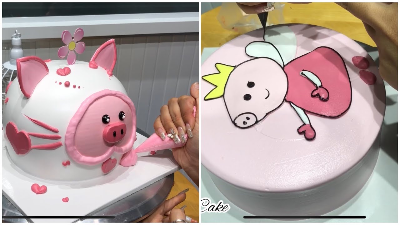 Làm bánh kem bé heo peppa, heo kute | made cake pig peppa - YouTube