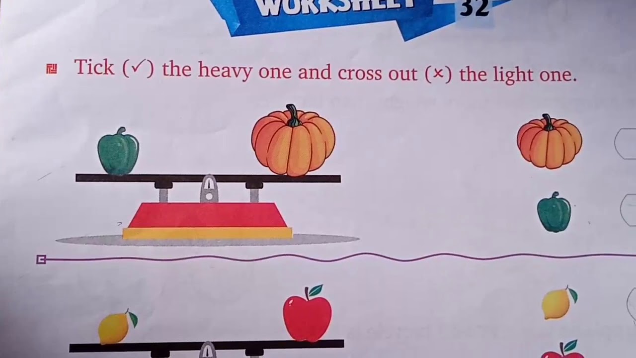 Worksheet 2 tick ( ) the heavy one and cross out (×)the light one ...