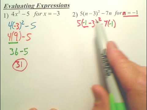 Algebra 1 Evaluating Expressions - YouTube