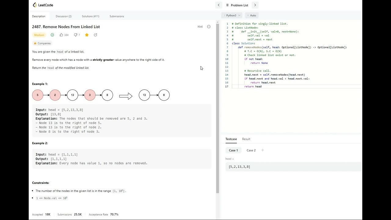 2487. Remove nodes from Linkedlist - YouTube