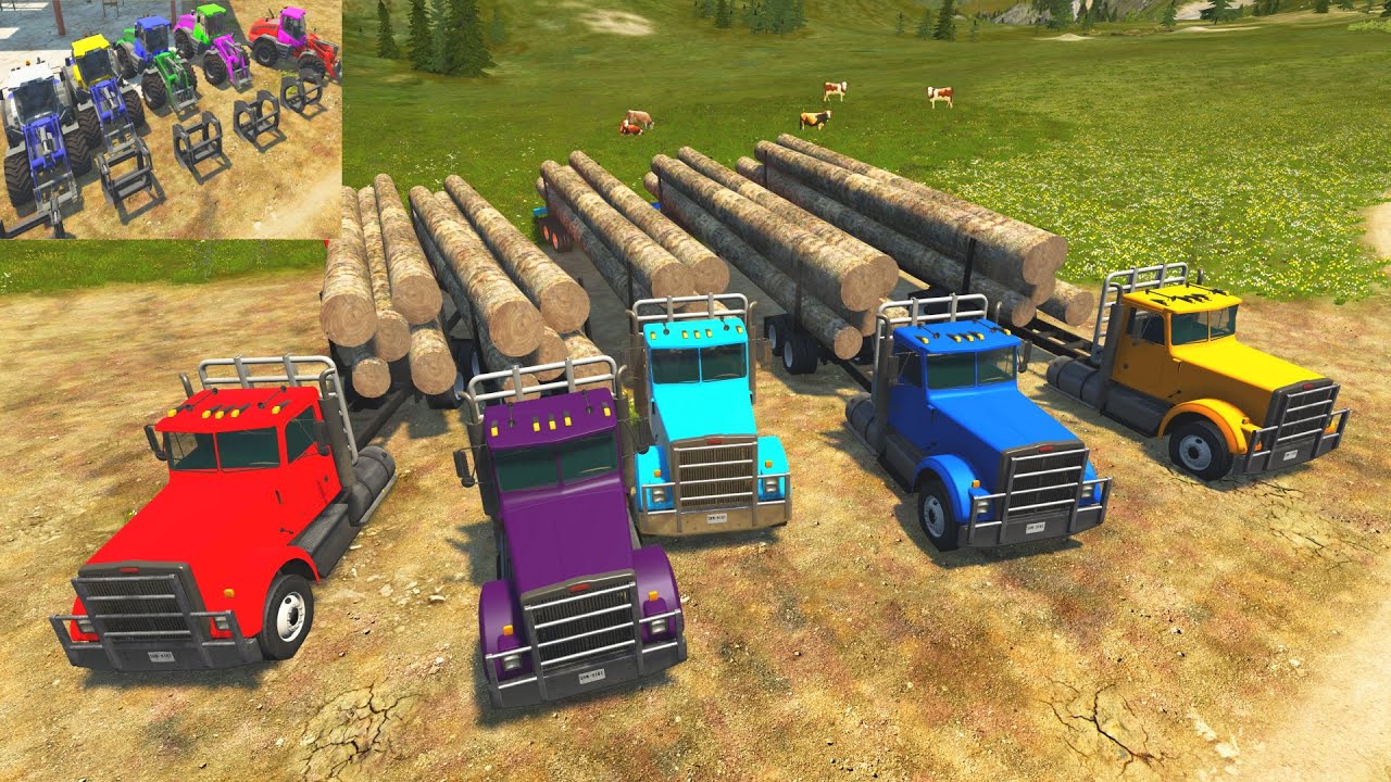 Off Loading Wood Logs from Trucks with Frontloader Episode1 - #4 ...