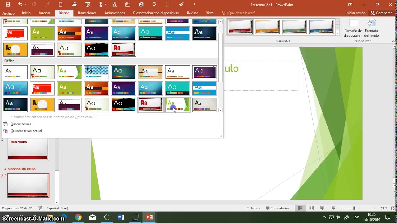 POWER POINT 2016: SECCIONES CON TEMAS DE OFFICE - YouTube