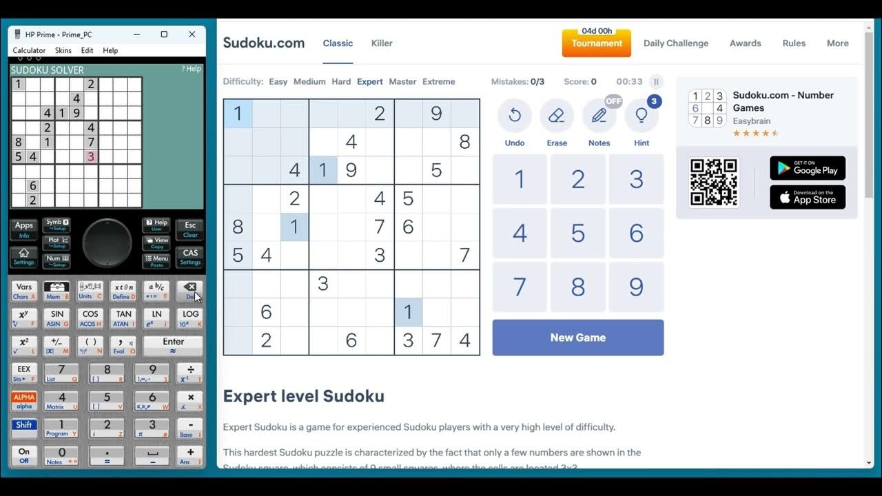 HP Prime Sudoku solver - YouTube