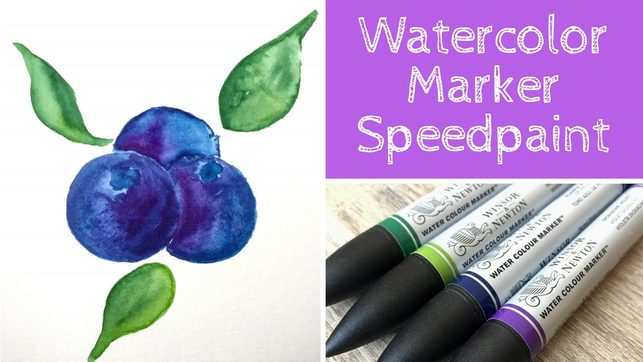 How To Paint Blueberries With Watercolor Markers - YouTube