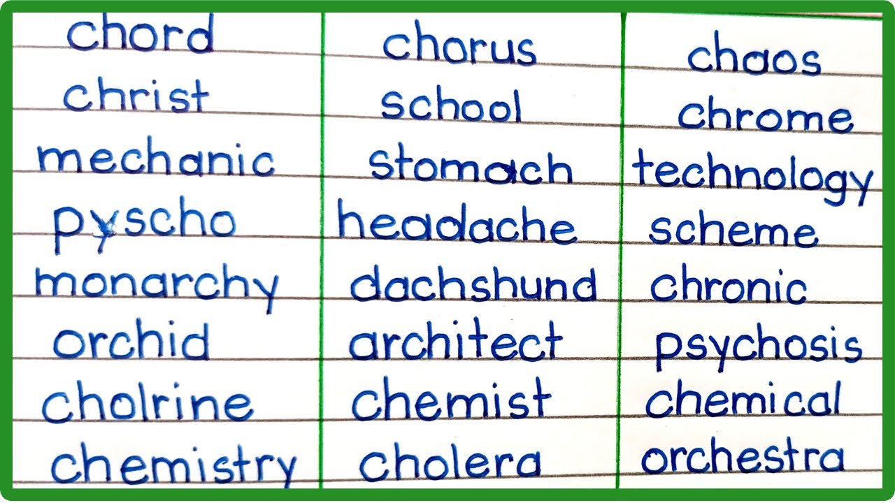 Words That Have Ch But Sound Like K