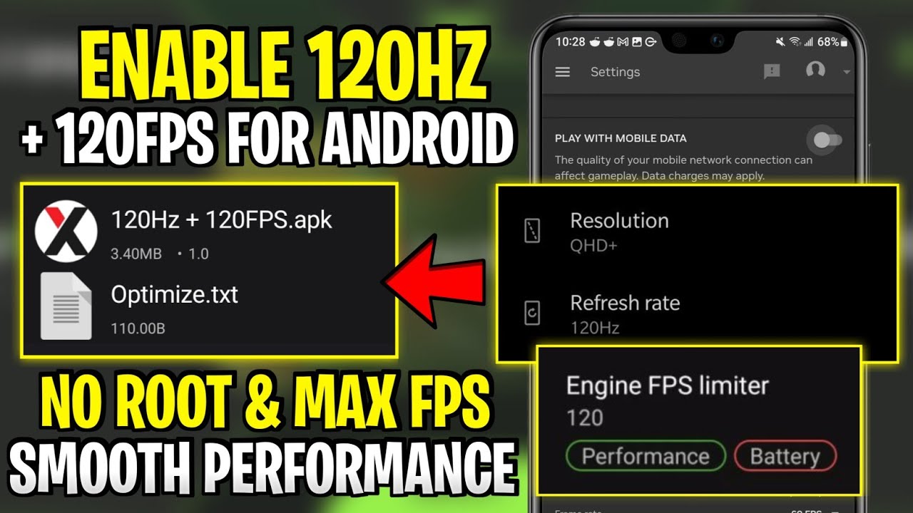 Enable 120Hz Refresh Rate + 120 FPS For Gaming / No Root | Max FPS & Fix Lag 😱 - YouTube