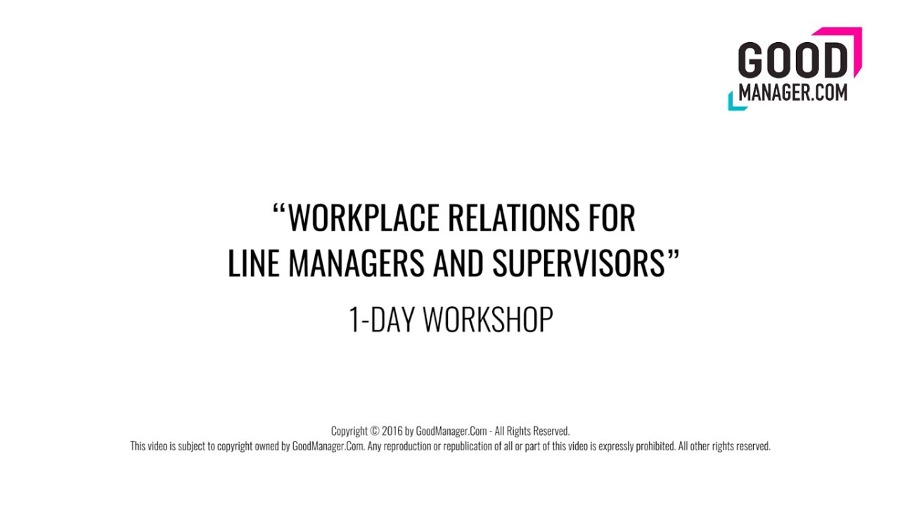 Workplace Relations for Line Managers & Supervisors Overview - YouTube