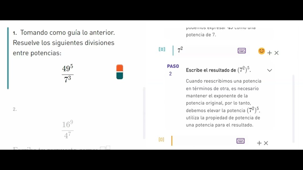 División de potencias base y exponente diferente. Paso 2. - YouTube
