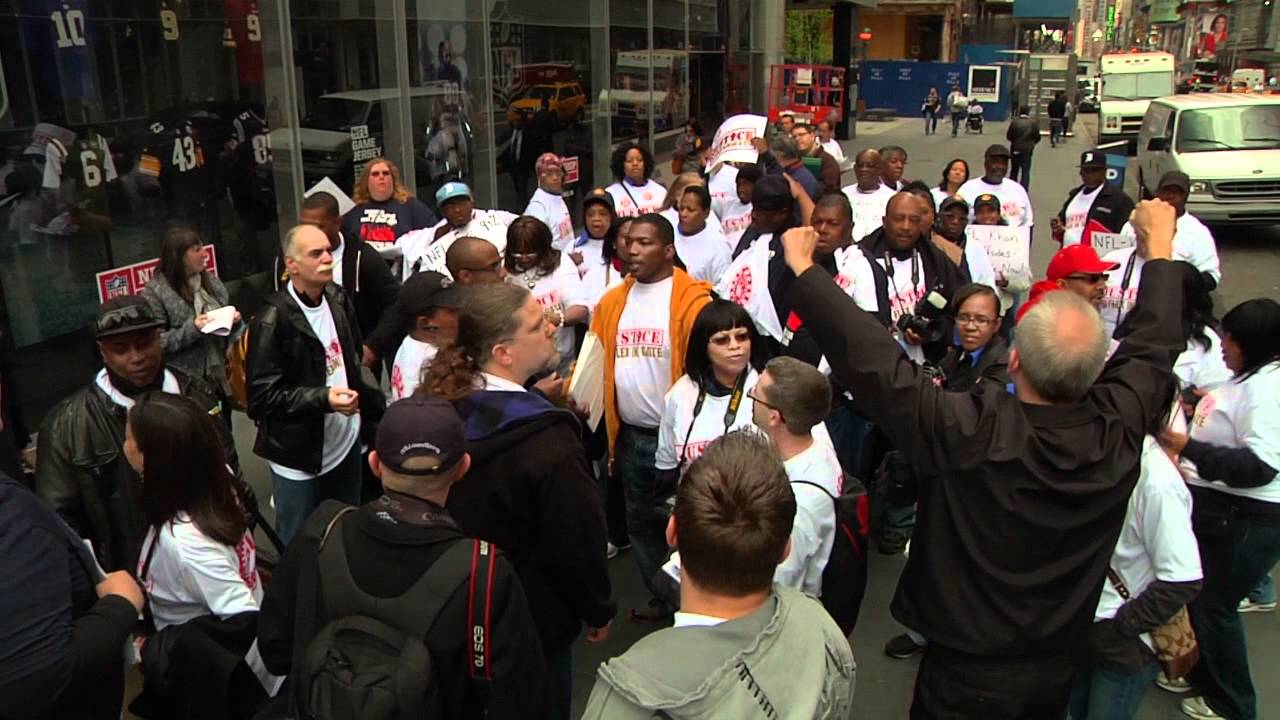 UAW March on NFL Headquarters - YouTube